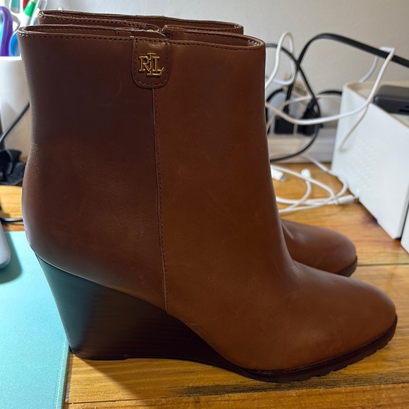 Ralph Lauren | Shoes | Ralph Lauren Shaley Brown Wedge Ankle Boots 9b ...